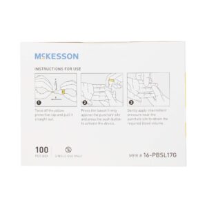 McKesson Safety Lancets, Sterile, Push-Button, 17 Gauge Blade, 2 mm, 100 Count, 1 Pack