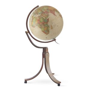 waypoint geographic emily globe, 20” illuminated decorative globe, floor-standing world globe for library or office decor, antique