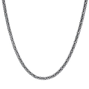 silverly men's women's 925 sterling silver oxidised 3.6 mm balinese byzantine chain necklace