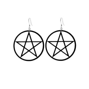 large black pentagram hoop earrings for women,acrylic hollow stars circular earrings bar party gifts