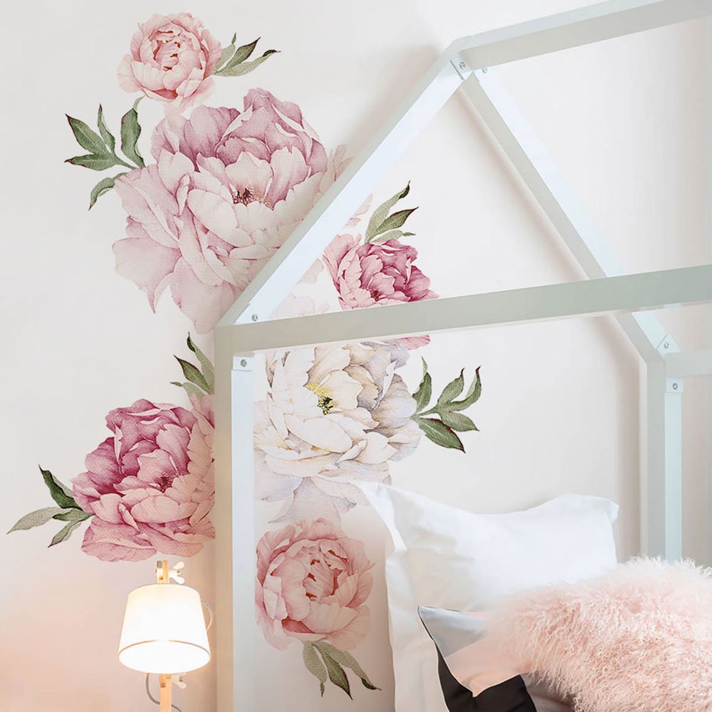 Simple Shapes Peony Flower Wall Sticker - Mixed Pink