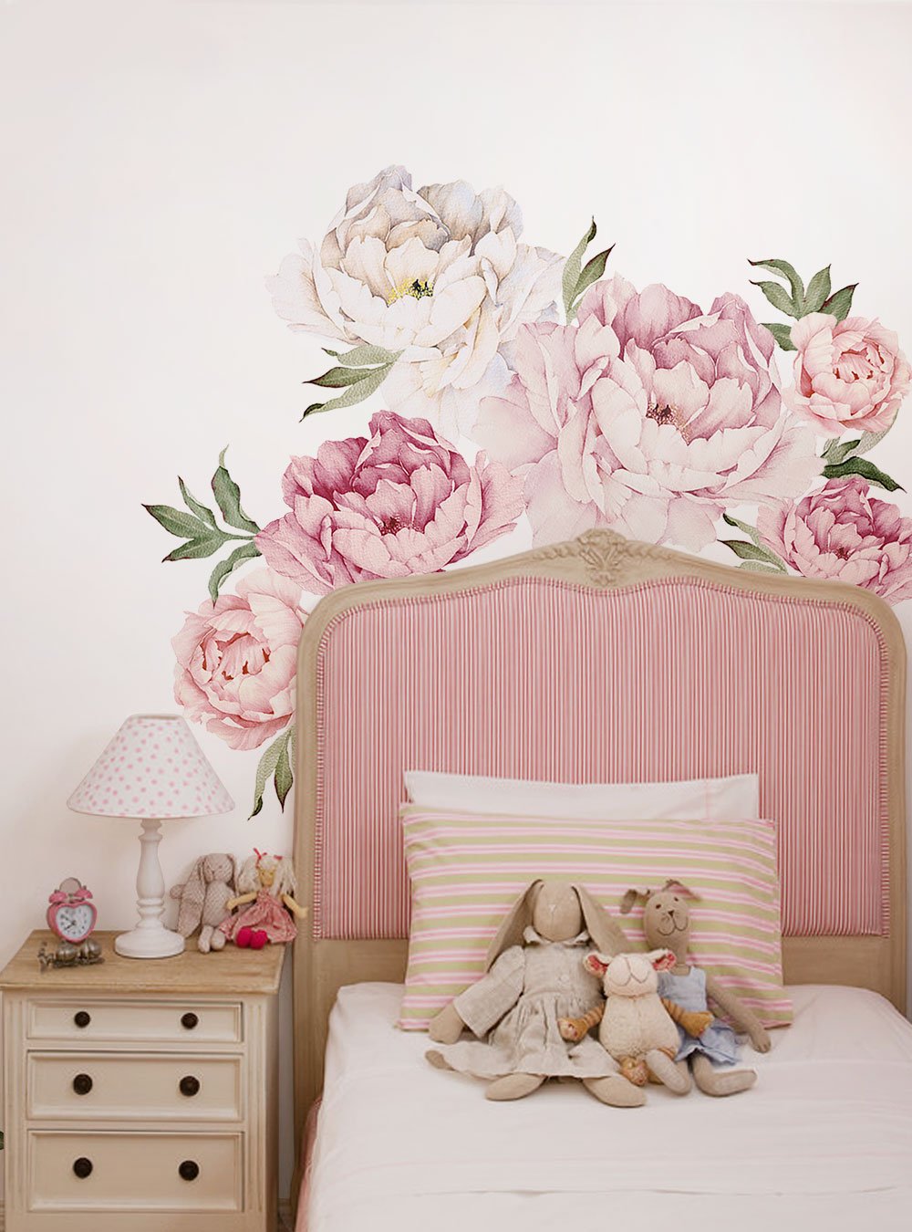 Simple Shapes Peony Flower Wall Sticker - Mixed Pink