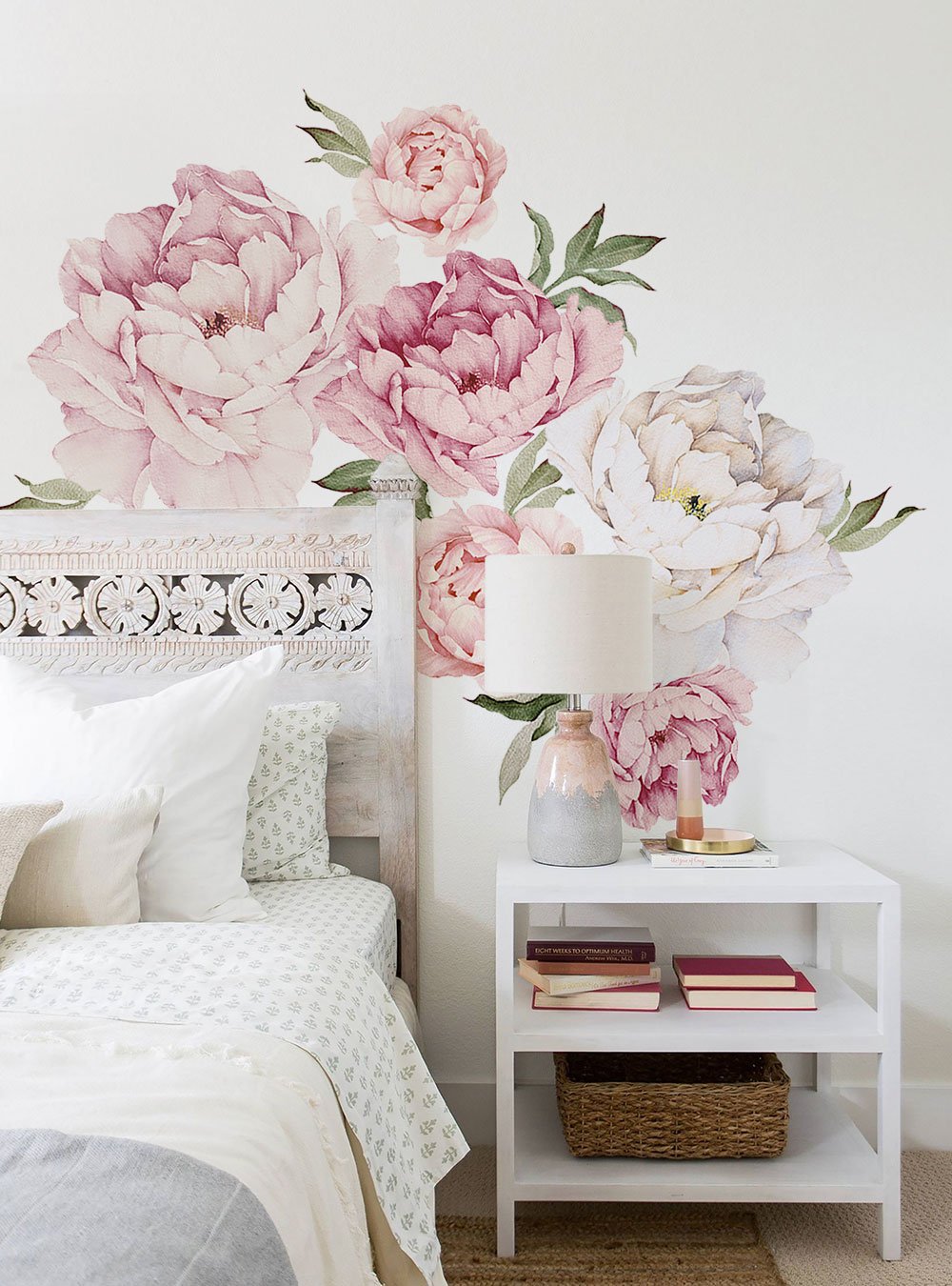 Simple Shapes Peony Flower Wall Sticker - Mixed Pink