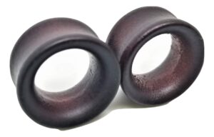 organic stained bamboo tunnel ear plugs - double flare saddle - 7 sizes - pair - new (0 gauge (8mm))