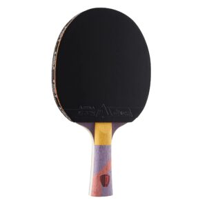 joola omega strata - table tennis racket with flared handle - tournament level ping pong paddle with vizon table tennis rubber - designed for spin, purple