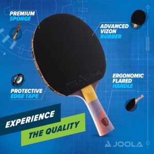 JOOLA Omega Strata - Table Tennis Racket with Flared Handle - Tournament Level Ping Pong Paddle with Vizon Table Tennis Rubber - Designed for Spin, purple