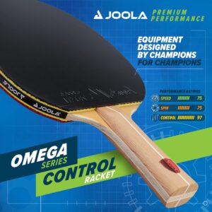 JOOLA Omega Control - Tournament Performance Ping Pong Paddle - Table Tennis Racket for Advanced Training with Flared Handle - Includes Vizon Table Tennis Rubber - Designed for Control