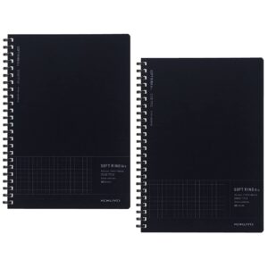 kokuyo soft ring notebook biz - a5-50 sheets - 5 mm grid - black (pack of 2)