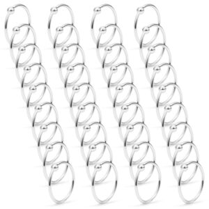 ftovosyo 36pcs 22g surgical steel attached captive bead nose hoop rings tragus cartilage helix hoop earring eyebrow septum hoop ring piercing jewelry for men women silver-tone 10mm