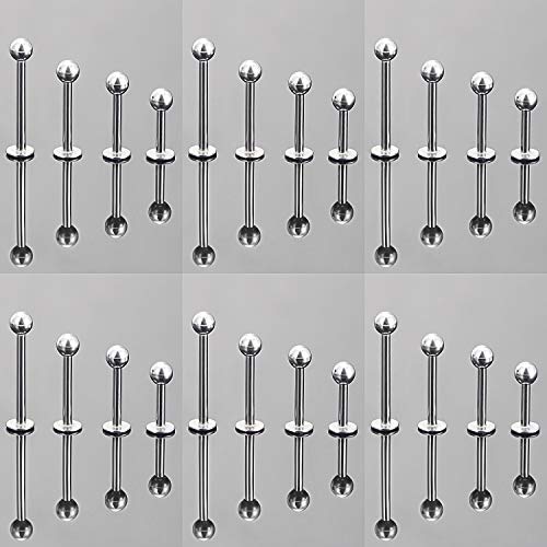 Ftovosyo Labret Barbell 24PCS Monroe Lip Barbell Ring Helix Earring Tragus Cartilage Studs Surgical Steel Piercing Jewelry for Women Men 16G 6mm 8mm 10mm 12mm