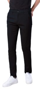 plaid&plain men's skinny stretchy khaki pants colored pants slim fit slacks tapered trousers 819 black 32x32