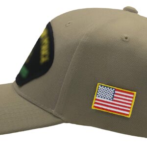 PATCHTOWN 25th Infantry Division - Vietnam Veteran Hat/Ballcap Adjustable One Size Fits Most (Tan/Khaki, Add American Flag)