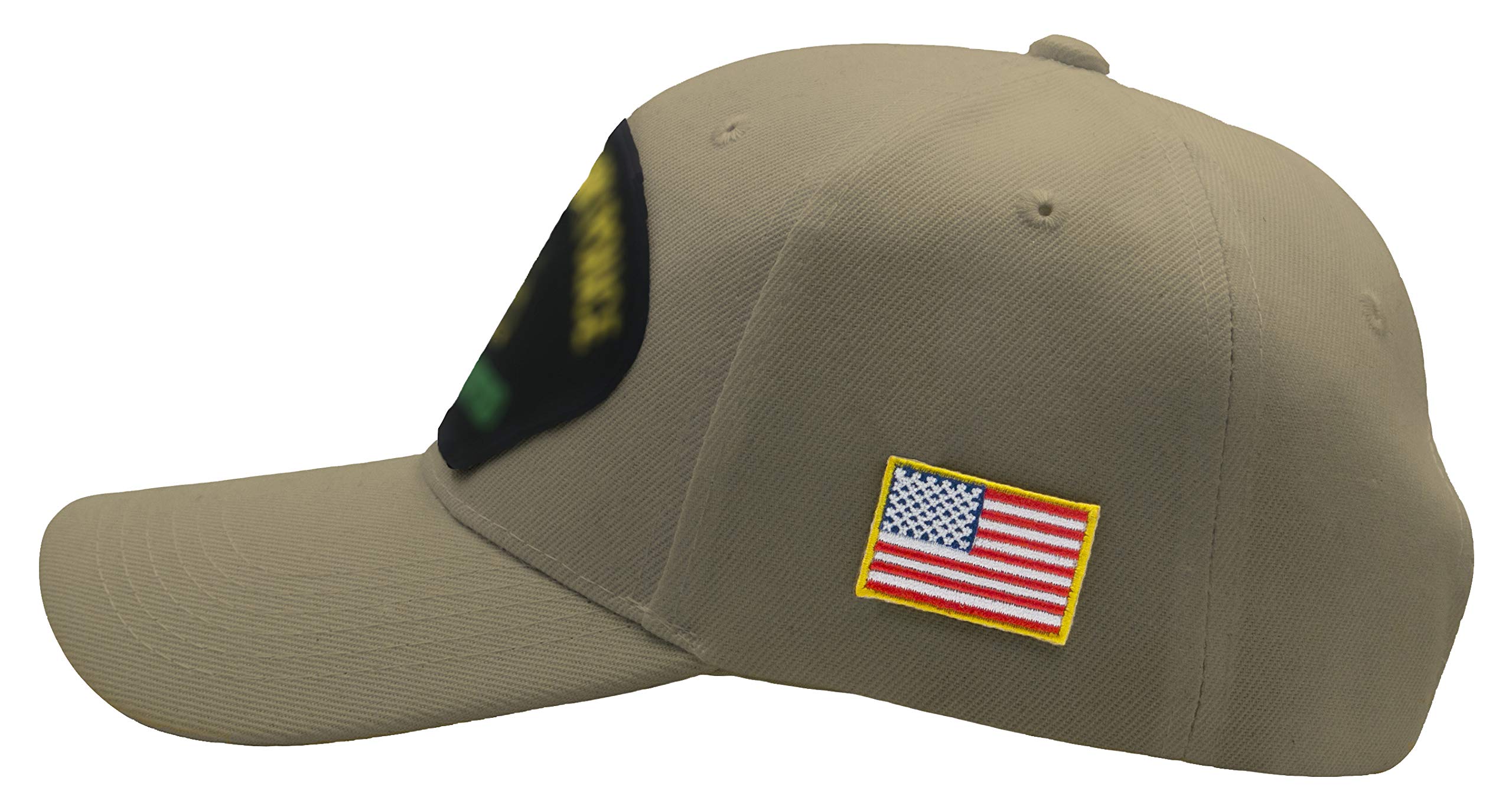 PATCHTOWN 25th Infantry Division - Vietnam Veteran Hat/Ballcap Adjustable One Size Fits Most (Tan/Khaki, Add American Flag)