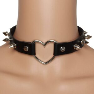 MILAKOO Black Pu Leather Choker for Women Gothic Rock Studded Emo Spiked Choker Punk Accessories