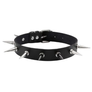 milakoo gothic rivet spike choker punk rock biker strap leather choker necklace adjustable