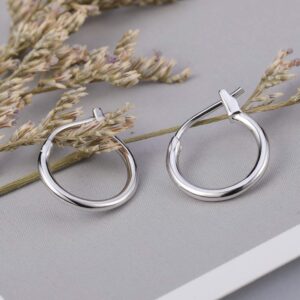 AoedeJ 925 Sterling Silver Hoop Earrings, High Polished Round Tiny Click-Top Hoop Earrings, Small Clasp Hoop Piercing Earrings (Inner Diameter-10mm 3/8'')