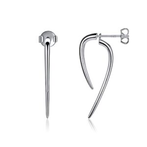 hypoallergenic 925 sterling silver curved stud earings for women simple minimalist bar drop dangle earrings for sensitive ears dainty fashion jewelry