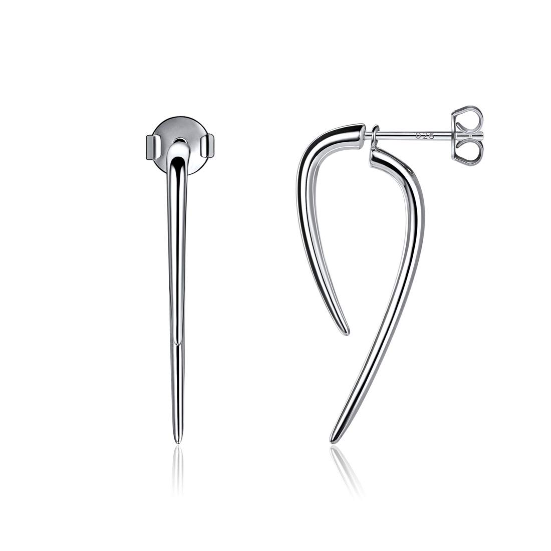 Hypoallergenic 925 Sterling Silver Curved Stud Earings for Women Simple Minimalist Bar Drop Dangle Earrings for Sensitive Ears Dainty Fashion Jewelry