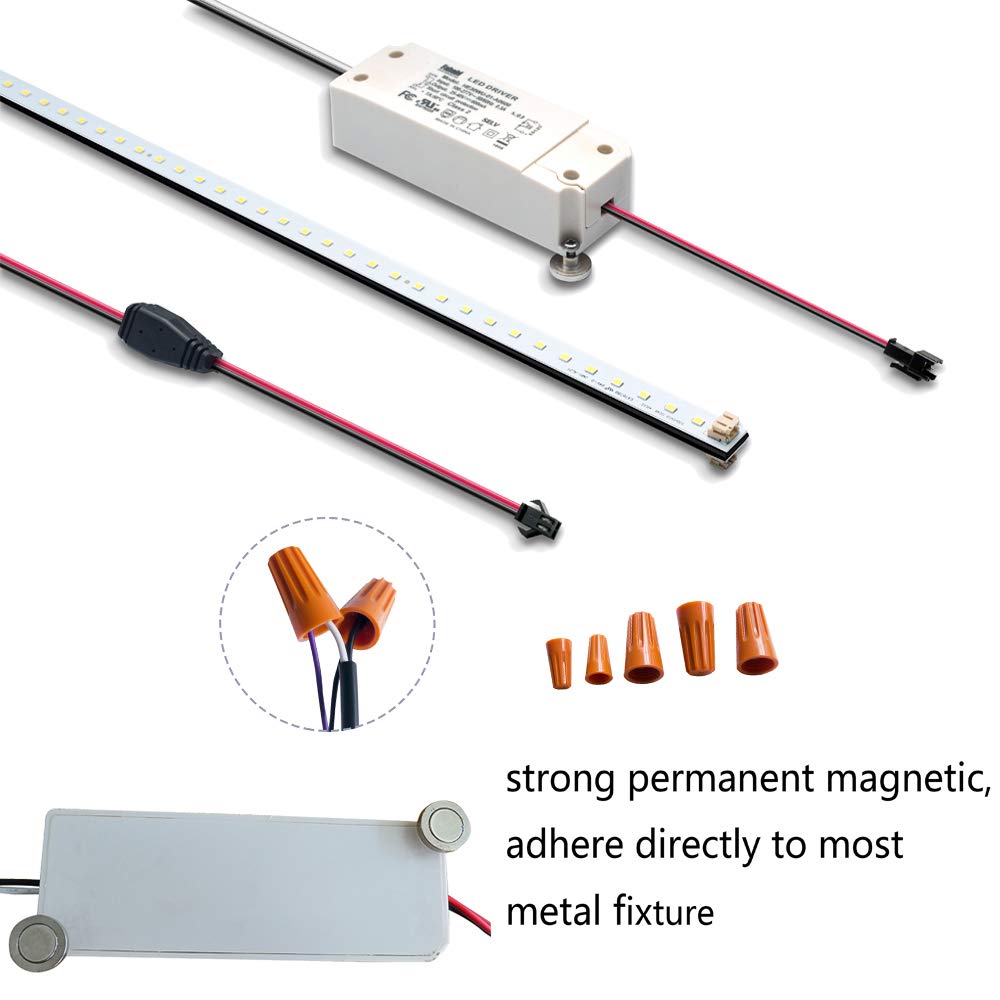 jimwhen 2x4 FT LED Magnetic Retrofit Kit,4ft LED Troffer Retrofit Kit,36W,5400LM,Daylight White 5000K,0-10V Dimmable,T8 T10 T12 Fluorescent Replacement LED Light Strip,Easy to Install