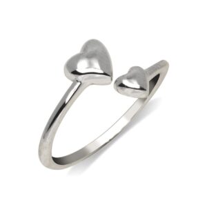 jewelryweb solid 925 sterling silver small heart bypass adjustable toe ring (10mmx15mm)