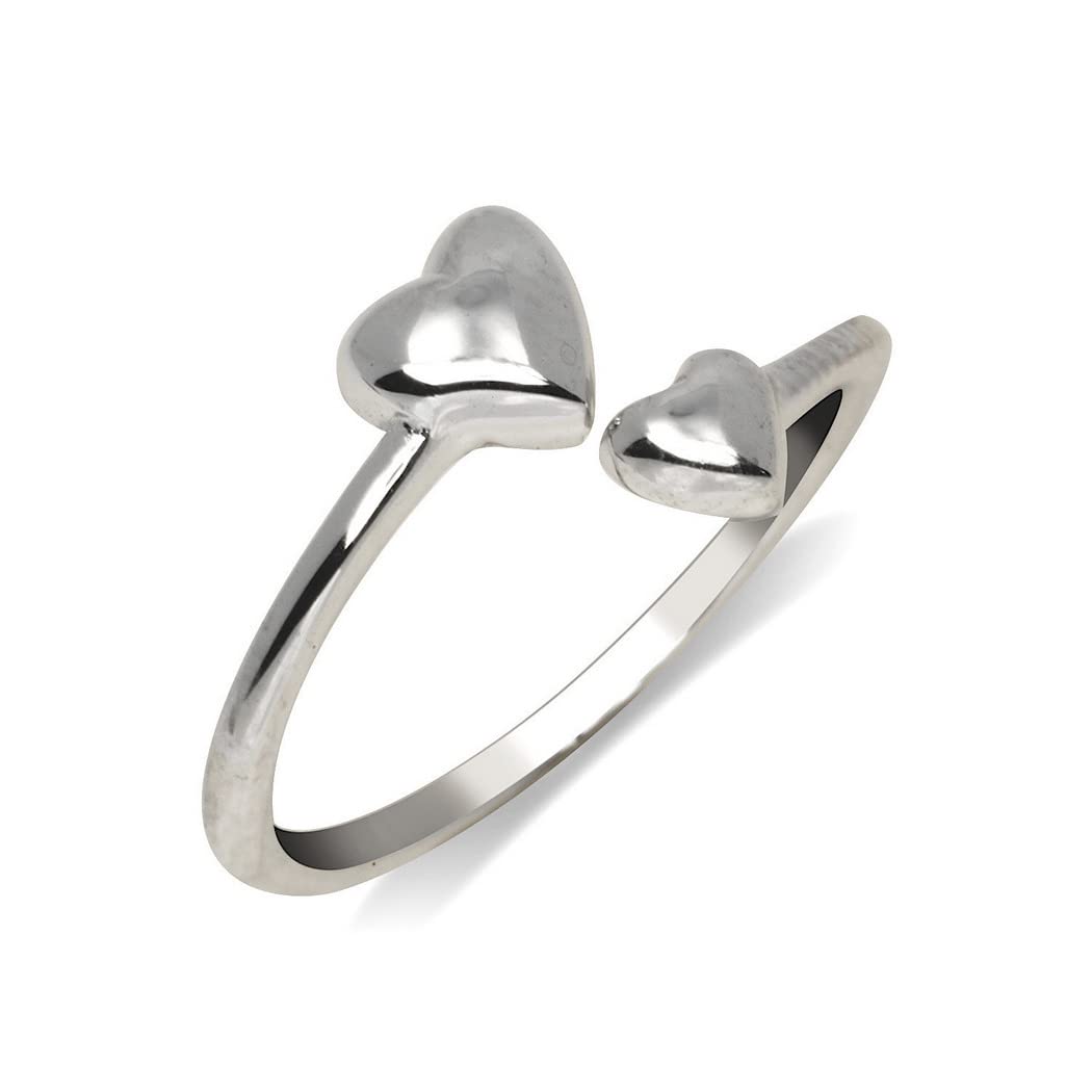 JewelryWeb Solid 925 Sterling Silver Small Heart Bypass Adjustable Toe Ring (10mmx15mm)