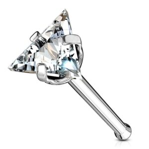 dynamique triangle cz top 316l surgical steel nose bone stud rings (sold per piece)