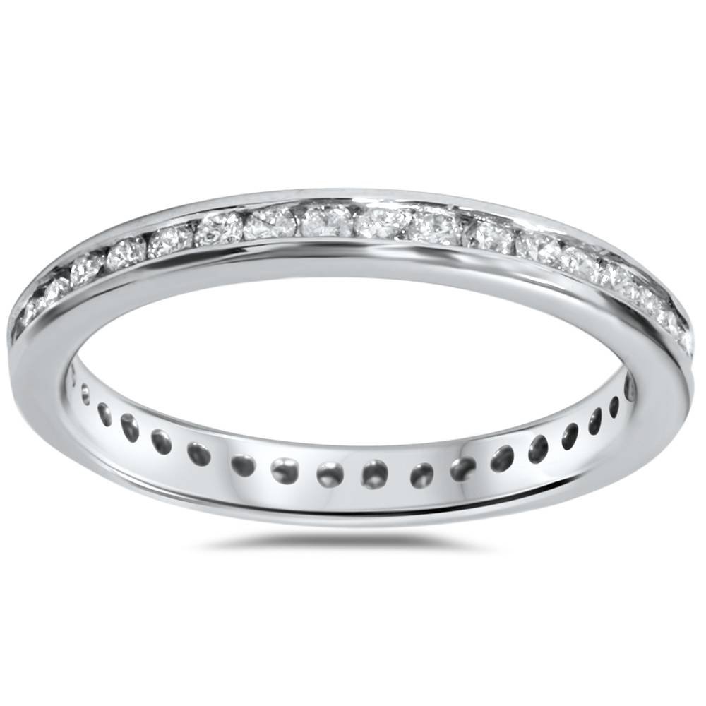 1/2ct Diamond Channel Set Eternity Ring 14K White Gold - Size 9