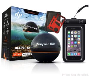 deeper smart sonar pro+ series, 2.55", black - gps, wi-fi connected wireless, castable, portable smart fishfinder for ios & android devices, z-tool & universal waterproof cellphone case (bundle)