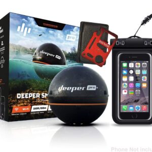 Deeper Smart Sonar PRO+ Series, 2.55", Black - GPS, Wi-Fi Connected Wireless, Castable, Portable Smart Fishfinder for iOS & Android Devices, Z-Tool & Universal Waterproof Cellphone Case (Bundle)