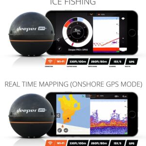 Deeper Smart Sonar PRO+ Series, 2.55", Black - GPS, Wi-Fi Connected Wireless, Castable, Portable Smart Fishfinder for iOS & Android Devices, Z-Tool & Universal Waterproof Cellphone Case (Bundle)