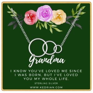 kedrian grandma necklace, 925 sterling silver, grandmother gift, gigi gifts for grandma birthday gifts for grandma, special gifts for grandma gifts for grandma, best great grandma gifts from grandson