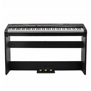 artesia harmony 88 weighted key digital piano - black with matching furniture stand and three pedal board, includes two months of takelessons online lessons