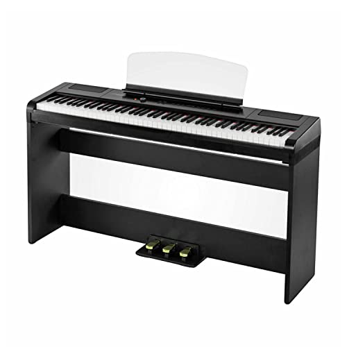 Artesia Harmony 88 Weighted Key Digital Piano - Black with Matching Furniture Stand and Three Pedal Board, includes Two Months of TakeLessons Online Lessons