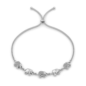 shop lc charm bracelet - dragonfly bolo bracelets for women - platinum plated 925 sterling silver & stainless steel adjustable bracelet with cubic zirconia crystals - 9.5" bracelet length jewelry