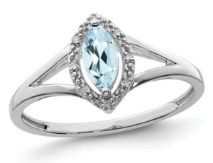 gem and harmony 1/5 carat (ctw) marquise-cut aquamarine ring in sterling silver