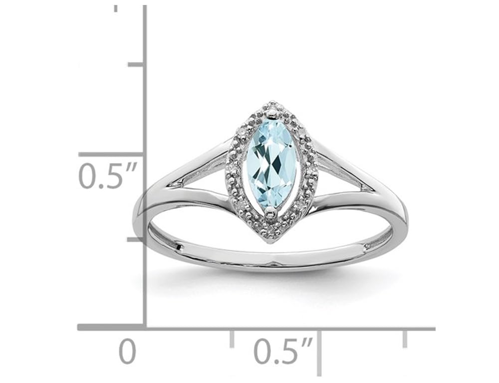 Gem And Harmony 1/5 Carat (ctw) Marquise-Cut Aquamarine Ring in Sterling Silver