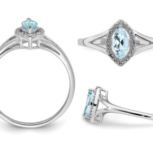 Gem And Harmony 1/5 Carat (ctw) Marquise-Cut Aquamarine Ring in Sterling Silver