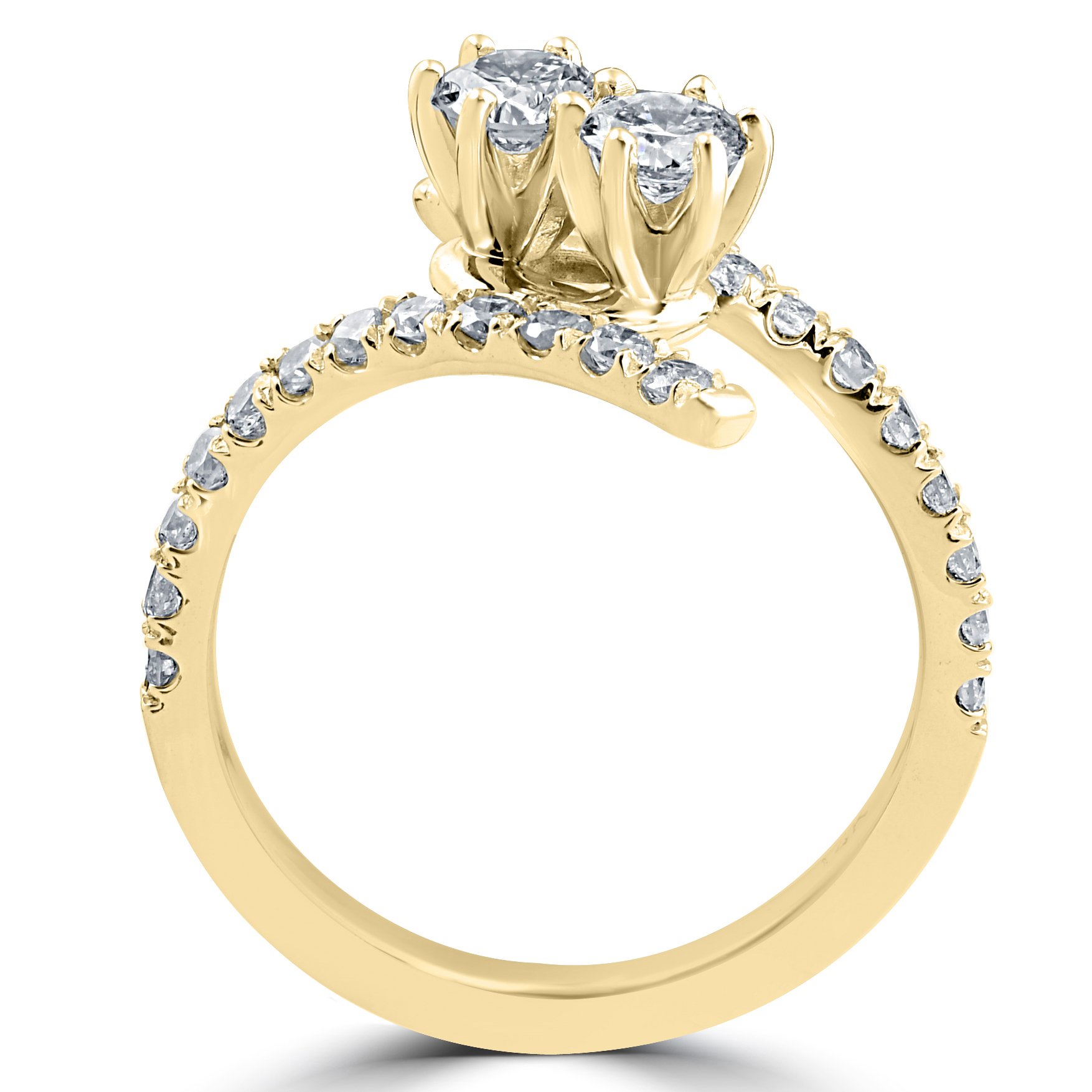 1 cttw Diamond 2 Stone Forever Us Engagement Anniversary Ring 14k Yellow Gold - Size 6