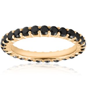 1 1/2ct black diamond eternity ring 14k yellow gold womens stackable band - size 8