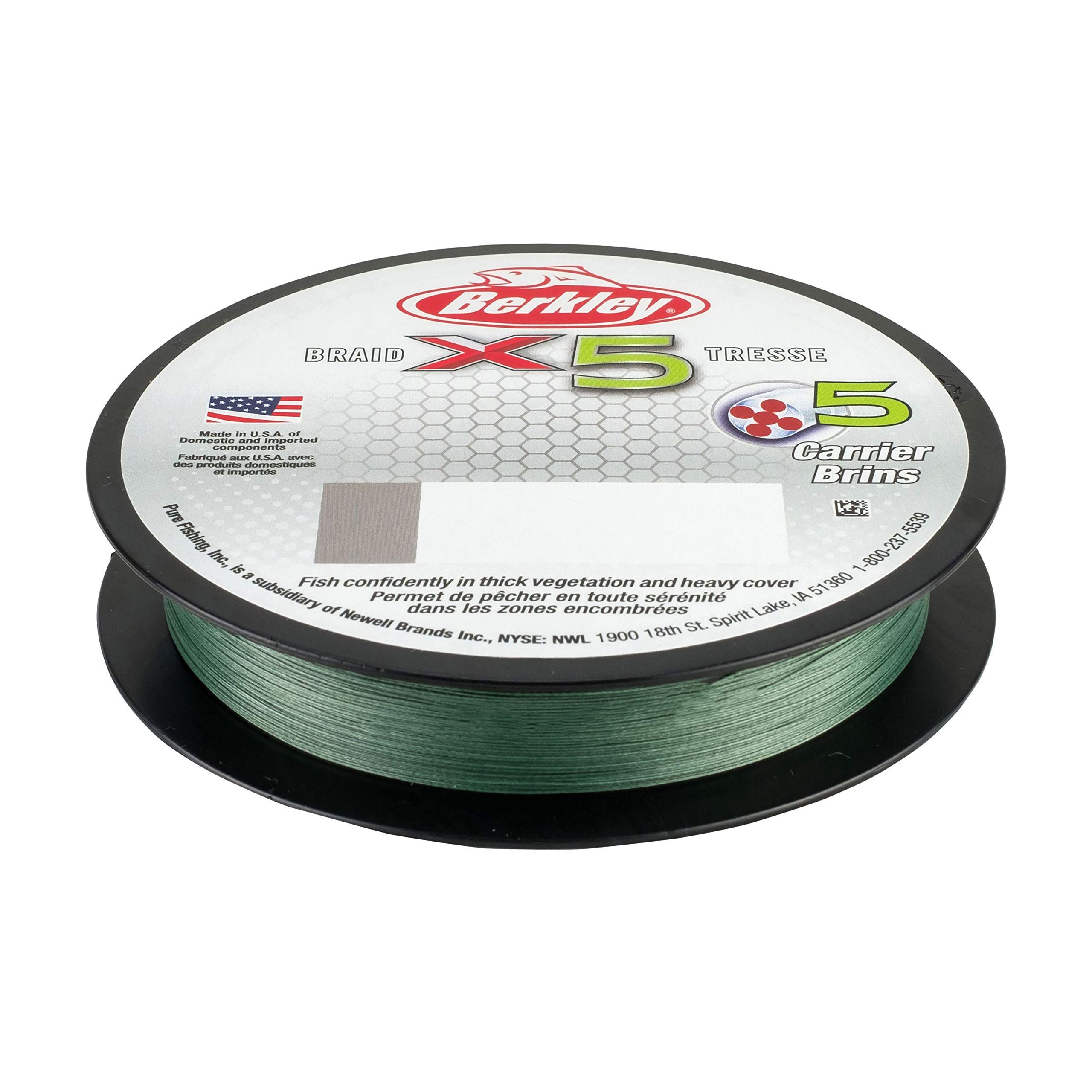 Berkley x5 Braid Superline, Low-Vis Green, 30-Pound Break Strength, 328yd Fishing Line, Suitable for Freshwater and Saltwater Environments