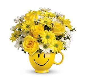 smiley mug bouquet - same day get well soon flowers delivery - get well soon flowers - get well bouquet - sympathy flowers - get well soon presents