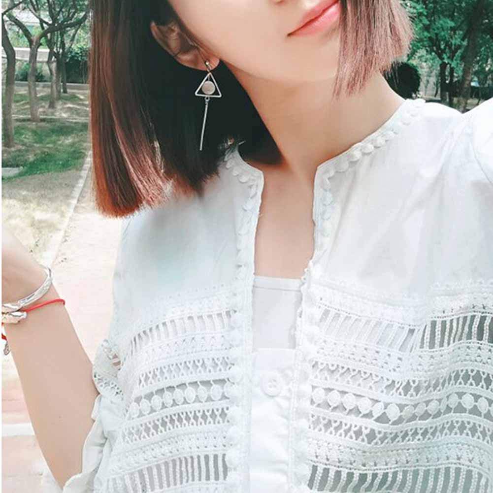 Asymmetric Earrings Geometric Triangle Long Bar Stick Chain Tassel Dangle Earrings for Women Pearl Shell Round Disc Fringe Drop Earrings Fashion Jewelry