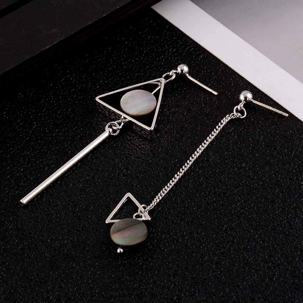 Asymmetric Earrings Geometric Triangle Long Bar Stick Chain Tassel Dangle Earrings for Women Pearl Shell Round Disc Fringe Drop Earrings Fashion Jewelry