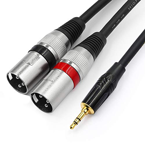 tisino 3.5mm to Dual XLR Stereo Cable 1/8 inch Mini Jack to 2 XLR Male Y Splitter Adapter Cord- 10 FT