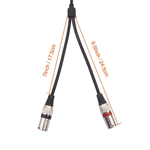 tisino 3.5mm to Dual XLR Stereo Cable 1/8 inch Mini Jack to 2 XLR Male Y Splitter Adapter Cord- 10 FT