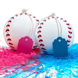 gender reveal baseball set - (1 blue ball, 1 pink ball) exploding with powder - best idea for boy or girl baby revealing party cute gender reveal ideas explosive gender ball decorations