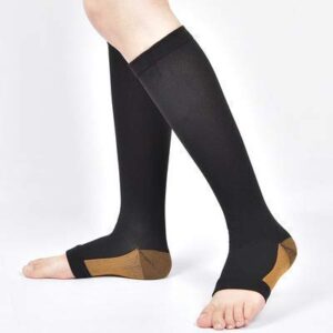 3Pairs Open Toe Toeless Compression Socks(15-20mmHg) for Men and Women Support Stocking (Black, L/XL)