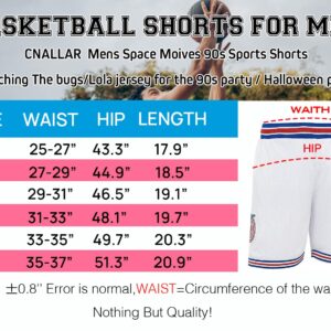 CNALLAR Men's Basketball Shorts Space Movie Basketball Shorts White/Black (White, Large)