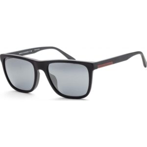 a|x armani exchange men's ax4080sf low bridge fit square sunglasses, matte black/light grey mirrored/black, 57 mm