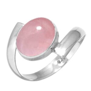 jeweloporium 925 sterling silver ring for women pink rose quartz gemstone fashion silver ring size 8.5 friendship day gift boho jewelry